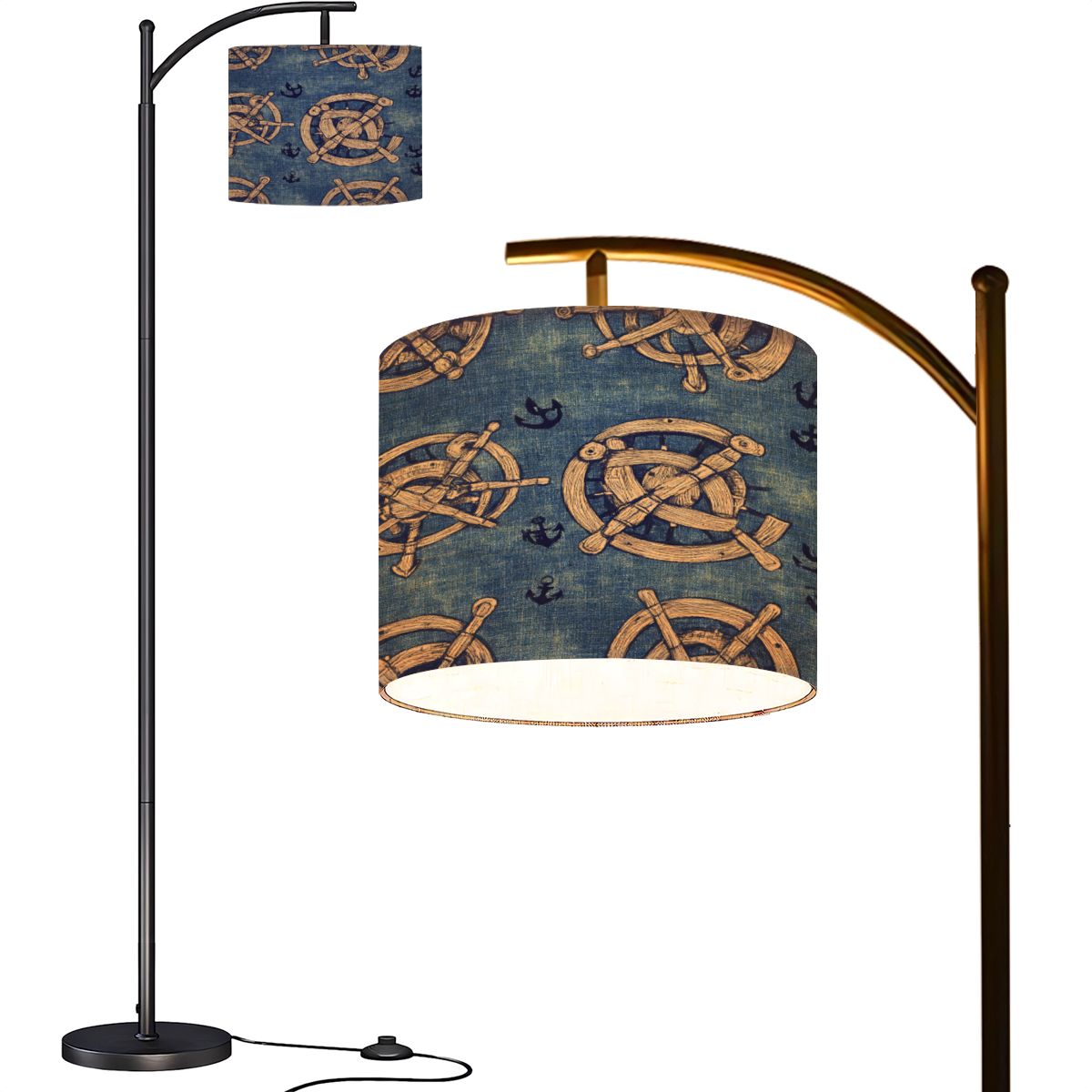 Arc Floor Lamps Deep Blues Browns Maritime Theme Worn Denim Texture ...