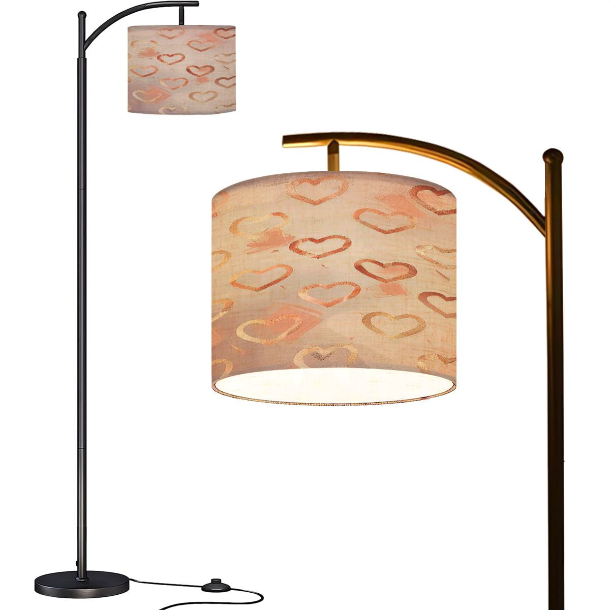 Arc Floor Lamps Delicate hearts rose gold Grunge seamless pattern ...