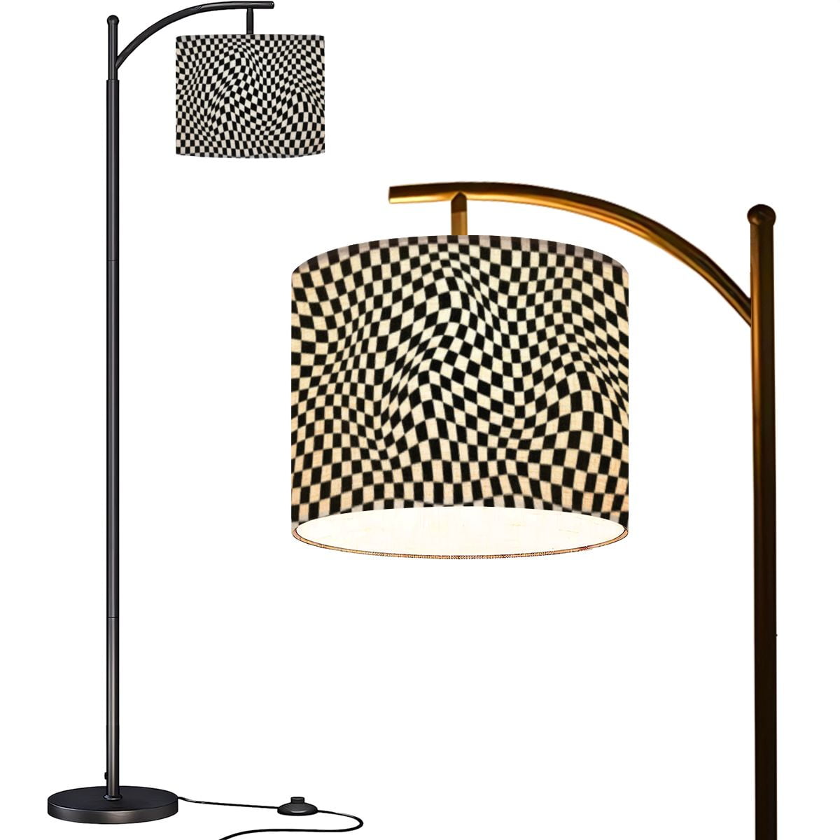 Arc Floor Lamps Distorted checkered seamless pattern Groovy twisted ...