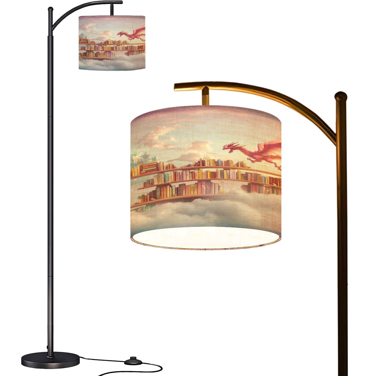 Arc Floor Lamps Ethereal Shelf Dragons Phoenixes Surreal Art Modern LED ...