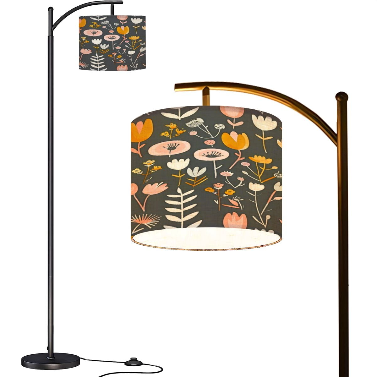 Arc Floor Lamps Fairy flower field dark seamless pattern Scandinavian ...