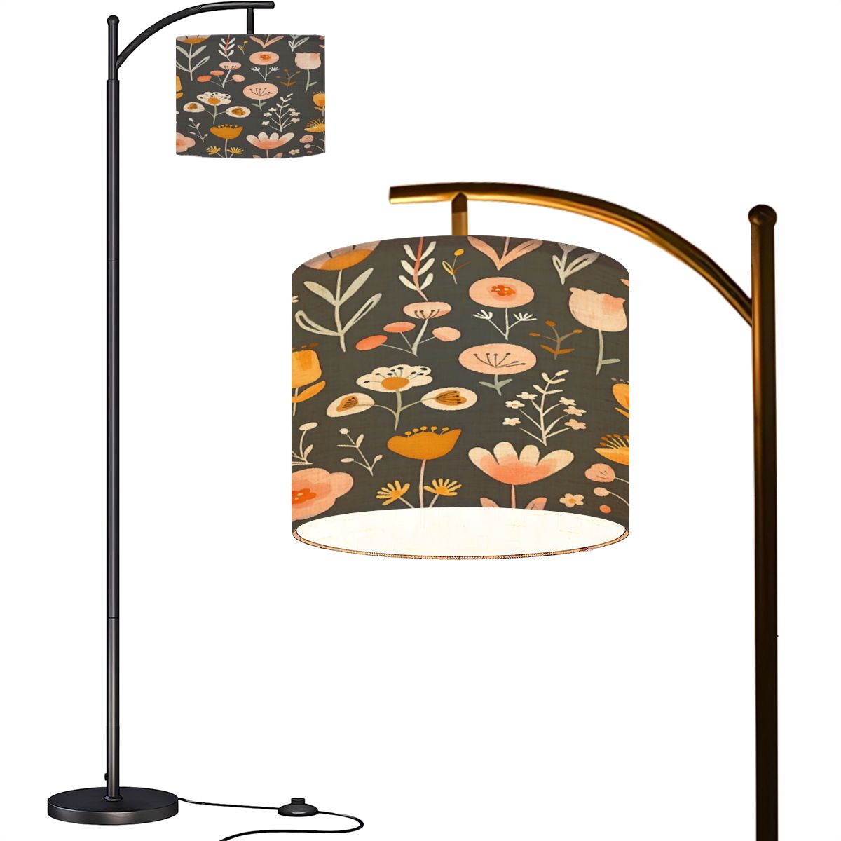 Arc Floor Lamps Fairy flower field dark seamless pattern Scandinavian ...