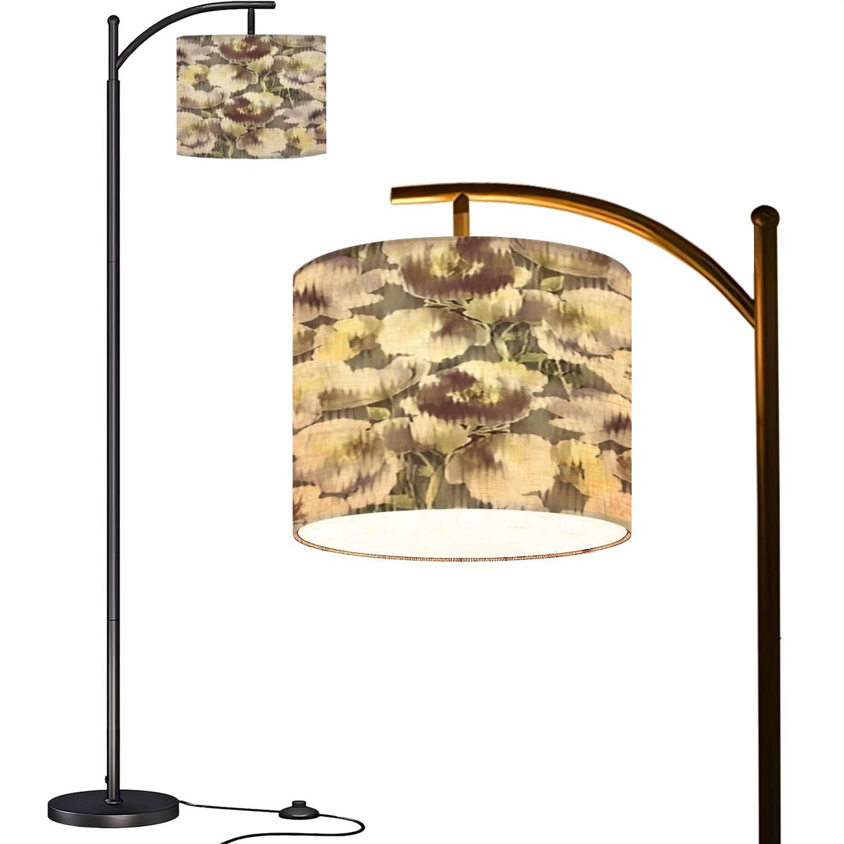 Arc Floor Lamps Floral allover pattern print hand drawn paint flowers ...