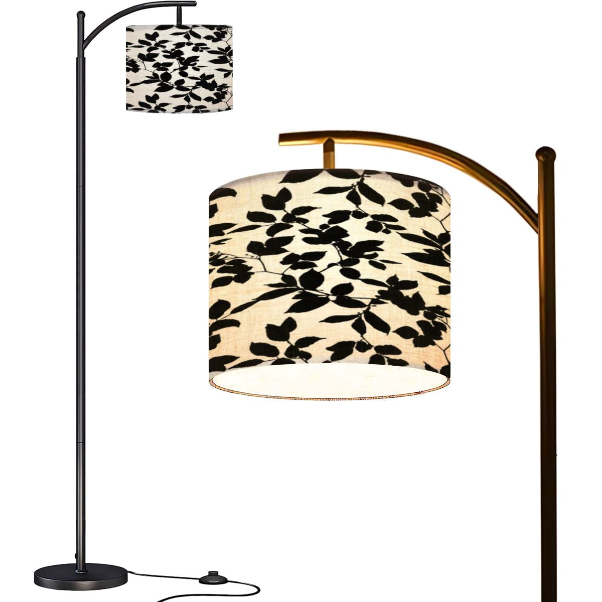 Arc Floor Lamps Floral pattern branches leaves silhouettes Botanical ...
