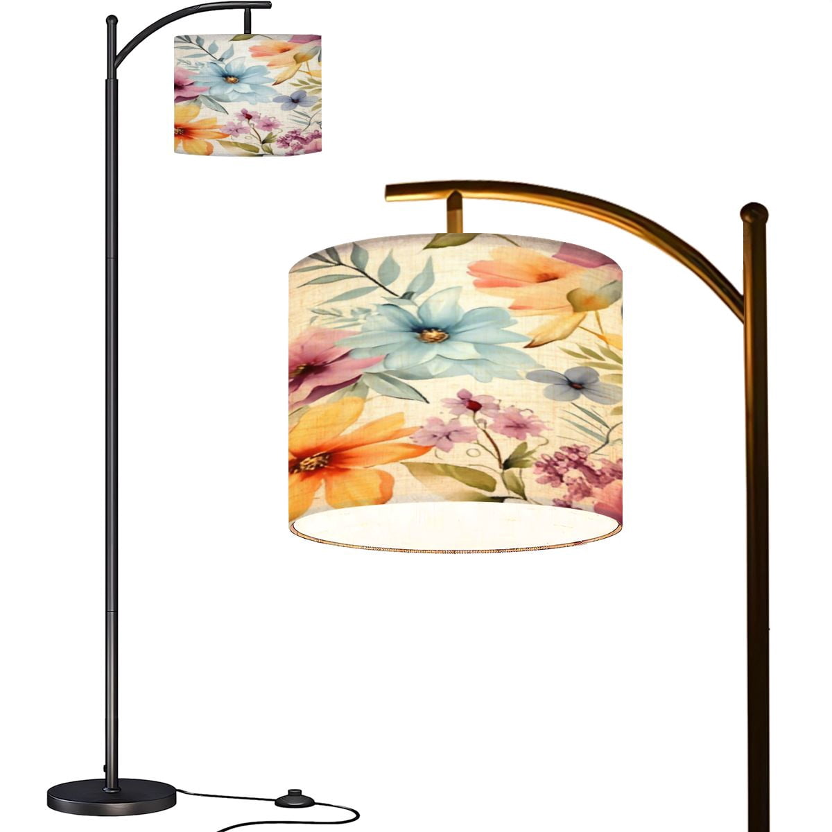 Arc Floor Lamps Flowers Seamless pattern watercolor Modern LED ...