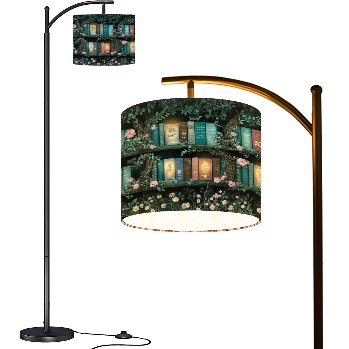 Arc Floor Lamps Forest Bookshelf Art Glowing Titles Modern LED ...