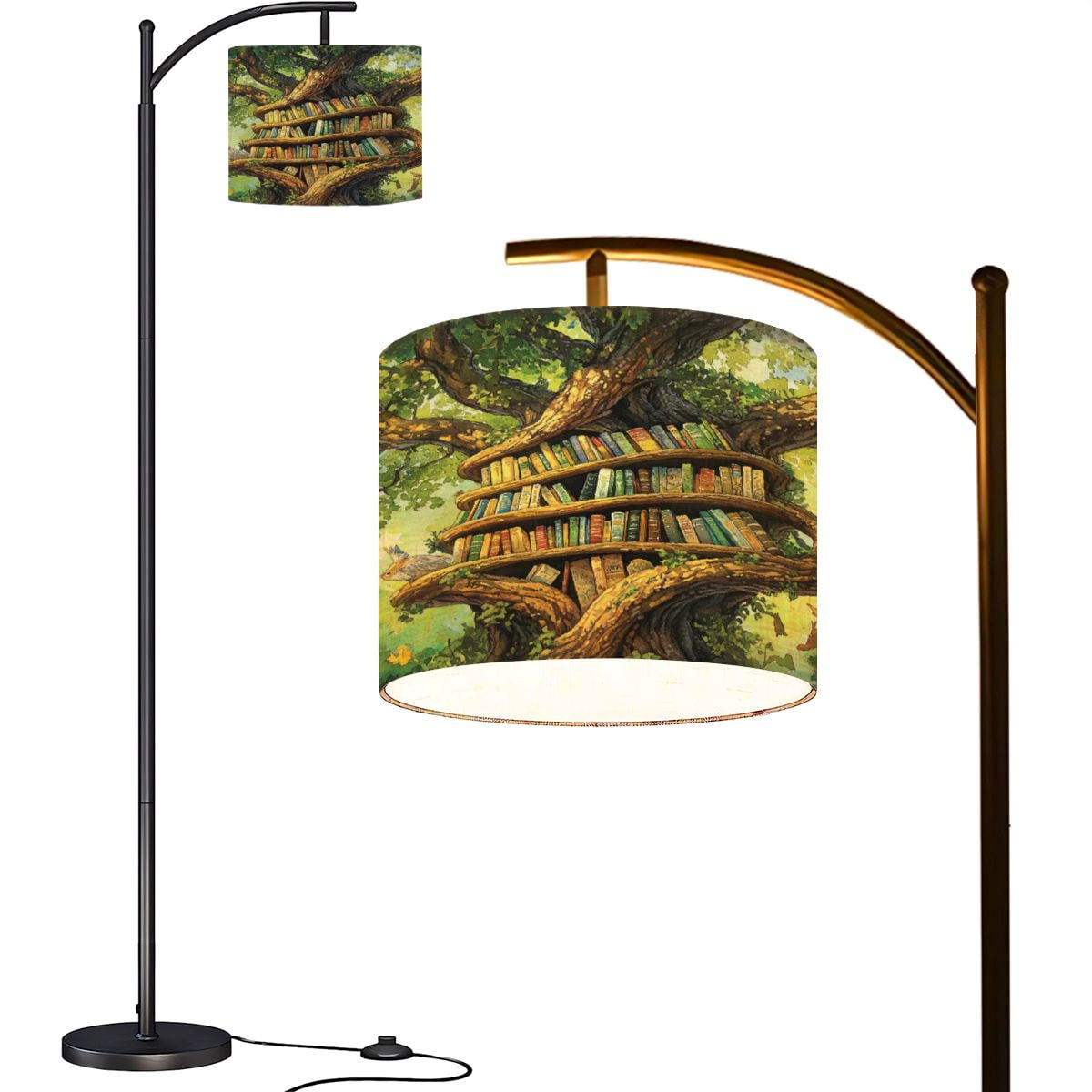 Arc Floor Lamps Forest Bookshelf Vibrant Flora Fauna Modern LED ...