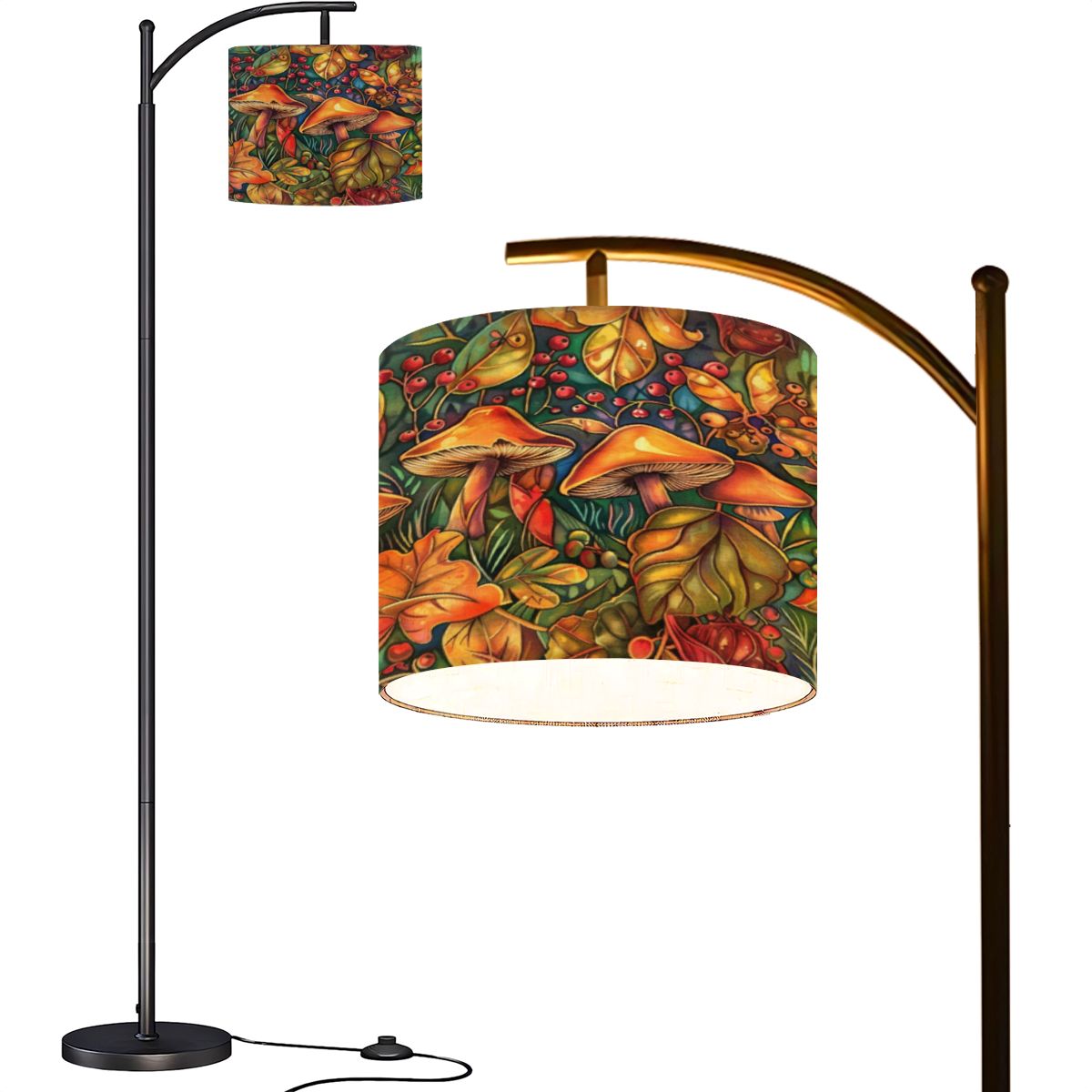 Arc Floor Lamps Forest Scene Fiery Fall Leaves Shiny Berries Artwork ...