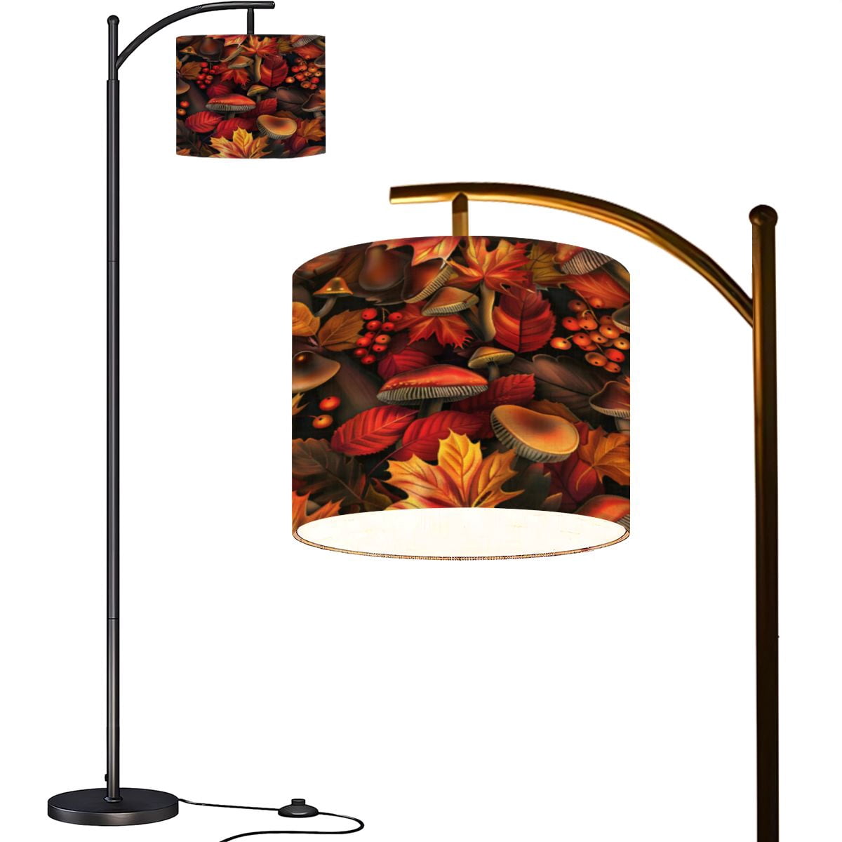 Arc Floor Lamps Forest Seamless Pattern Vibrant Fall Leaves Berries ...