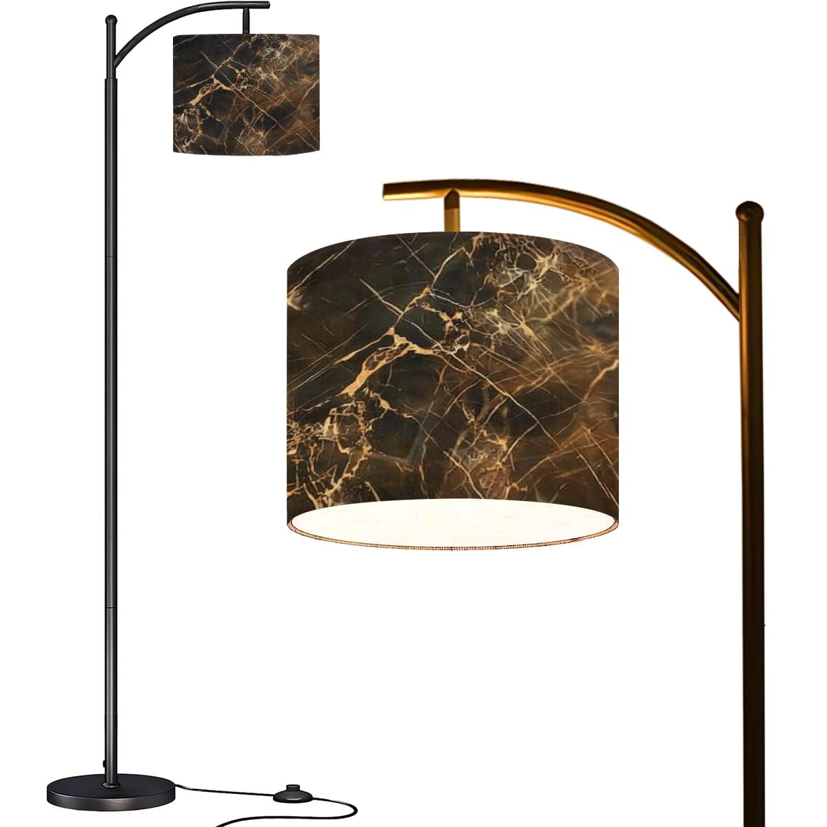 Arc Floor Lamps Gold ae Patterned natural dark brown marble Gold Russia ...