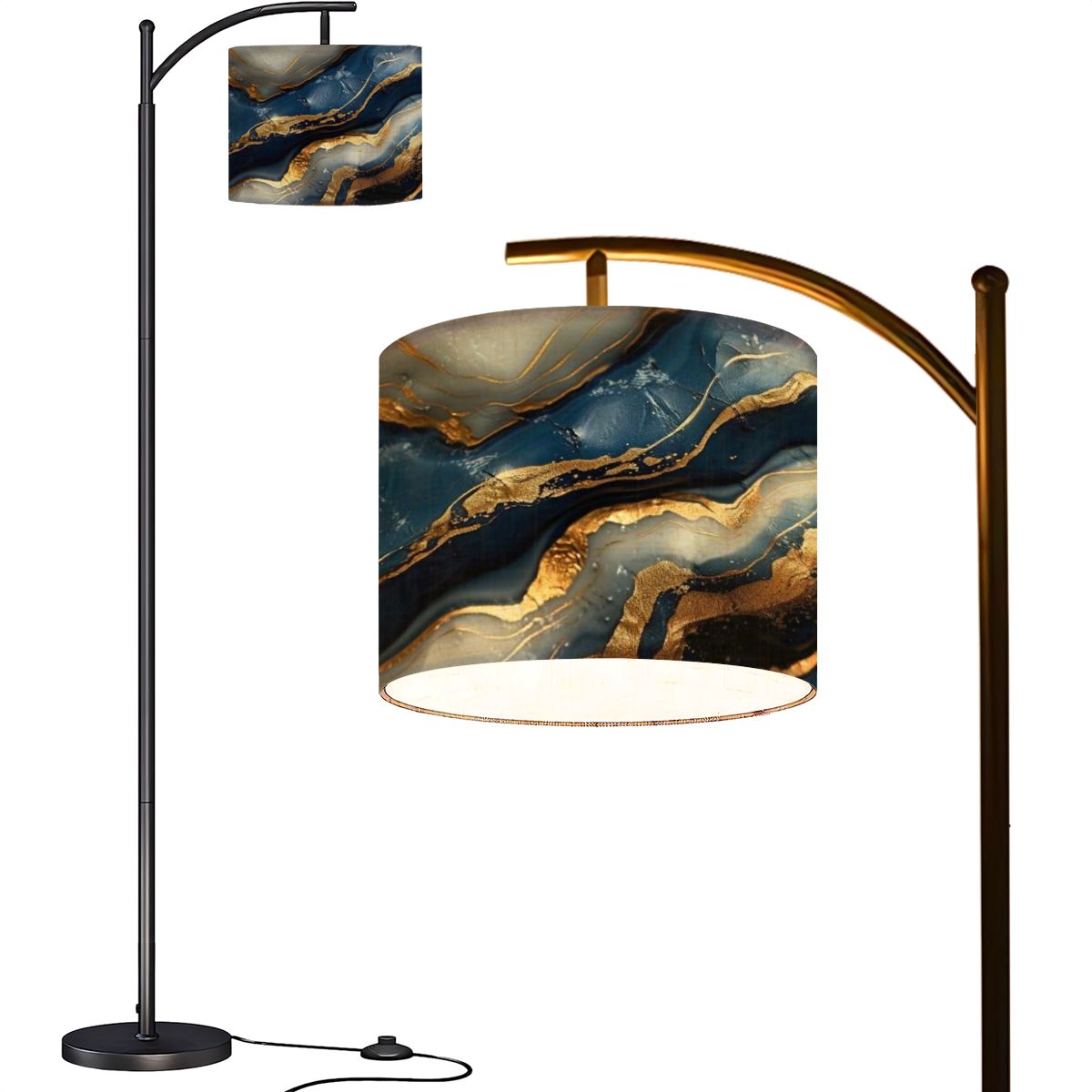 Arc Floor Lamps Golden dark blue luxurious marble textured Abstract 4k ...