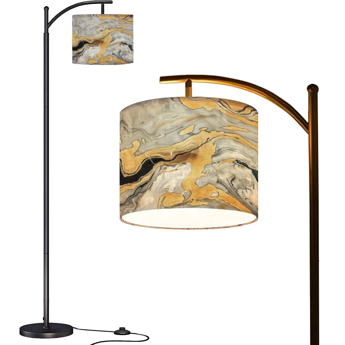 Arc Floor Lamps Golden silver marble Ink marble texture Abstract ...
