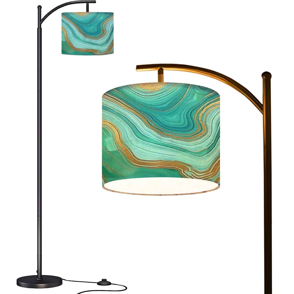 Arc Floor Lamps Green blue marble gold stripes Lustrous marble Thin ...