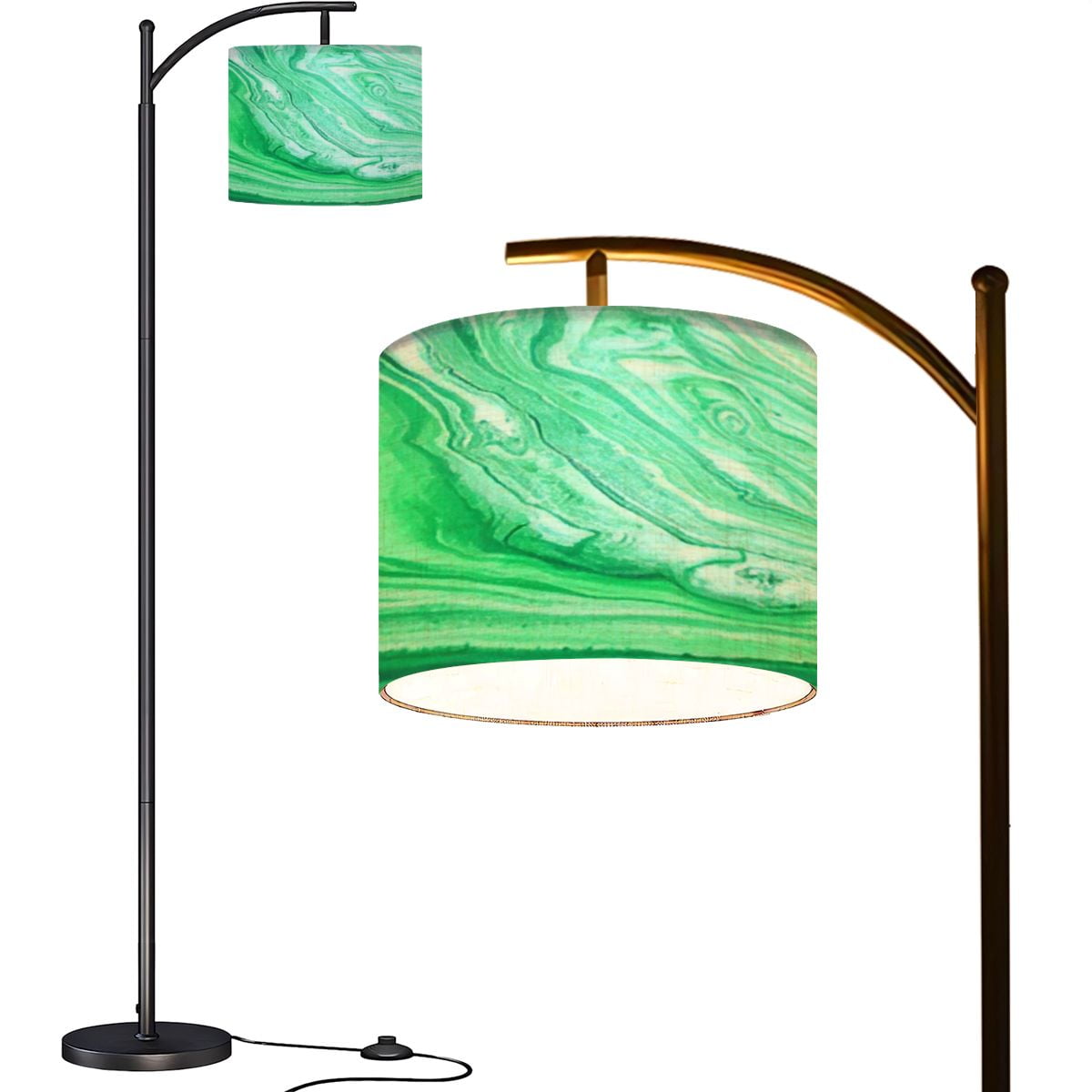 Arc Floor Lamps Green marble pattern Abstract dark green lines gradient ...