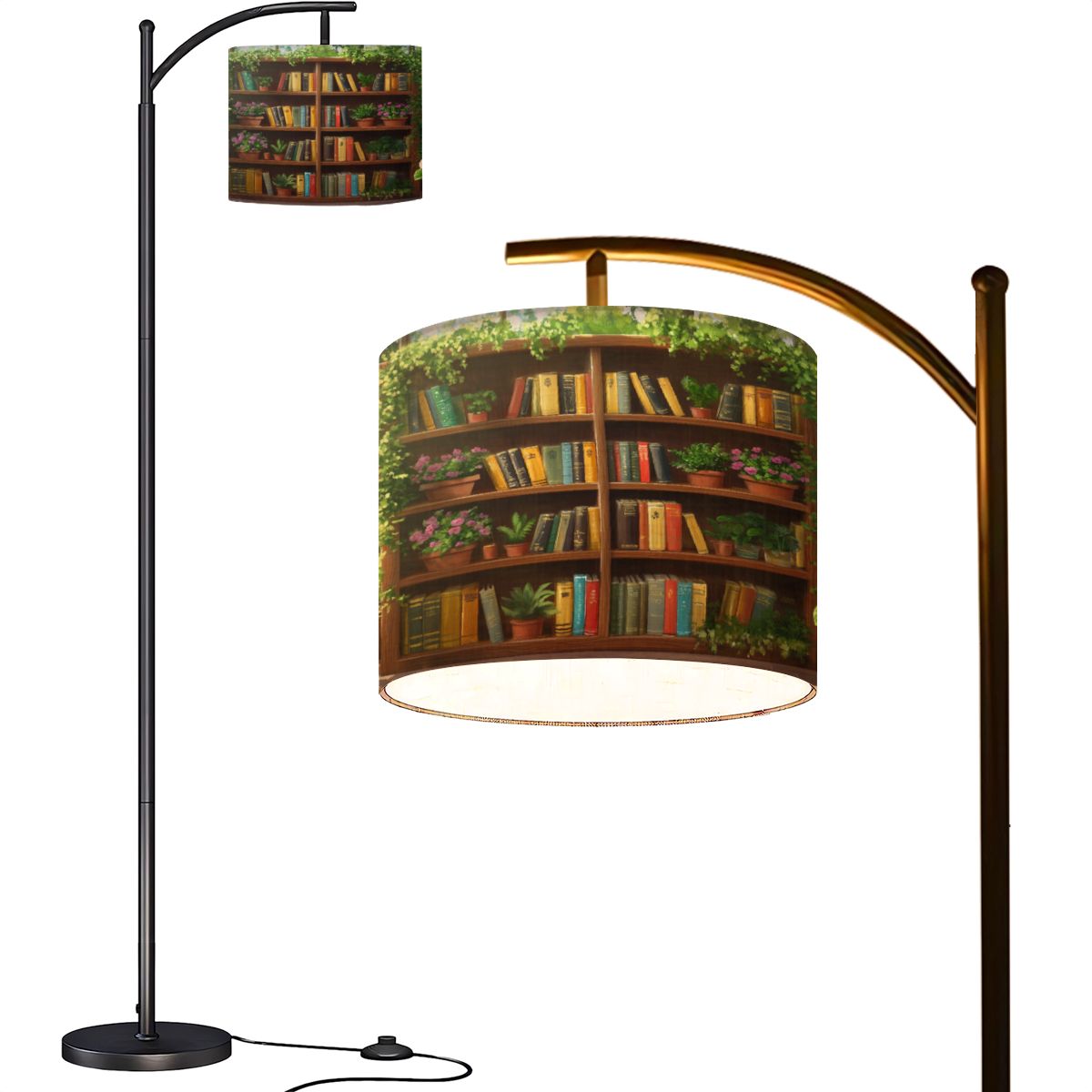 Arc Floor Lamps Greenery Botanical Guidebooks Tranquil Sunlit Scene ...