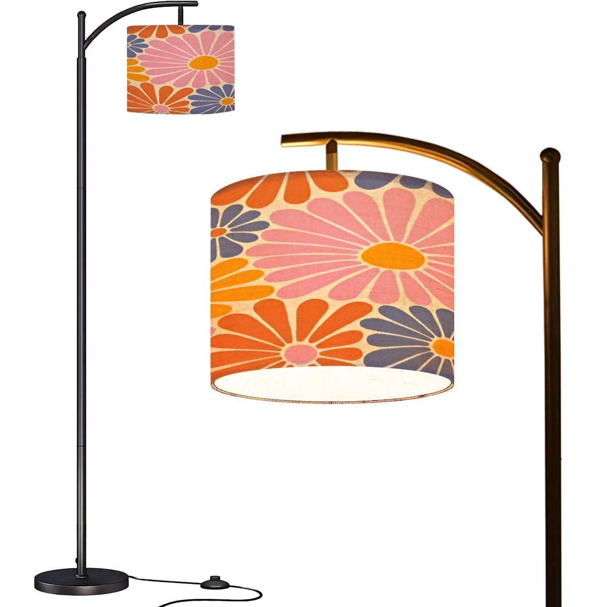 Arc Floor Lamps Groovy Daisy Flowers Seamless Pattern Floral Background ...