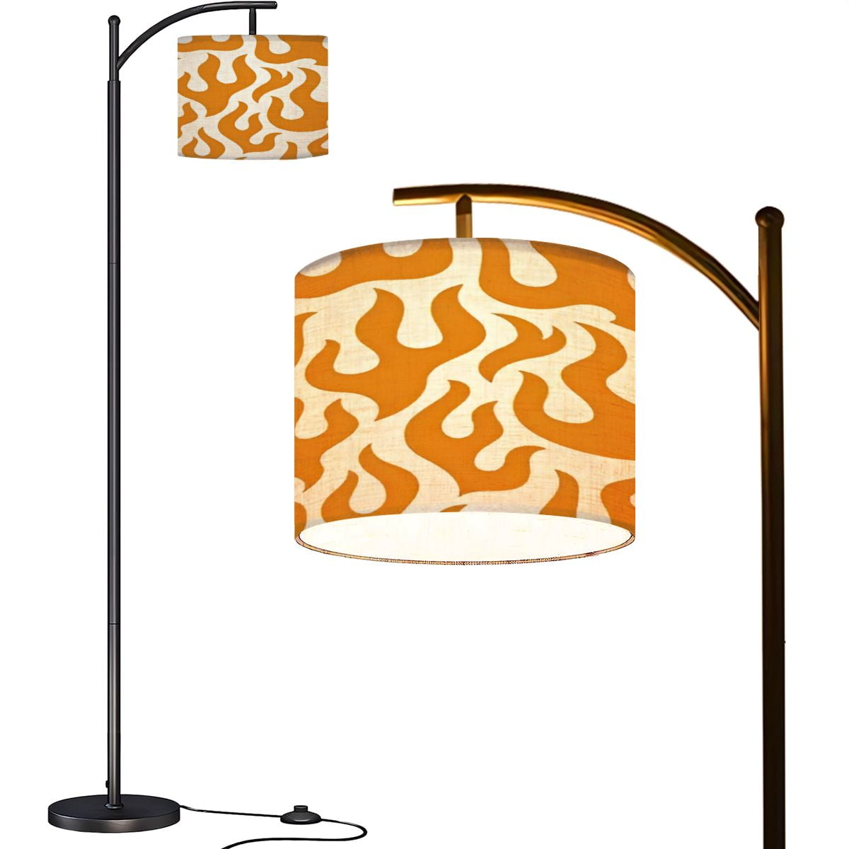Arc Floor Lamps Groovy Orange Flame Seamless Pattern Abstract Fire ...