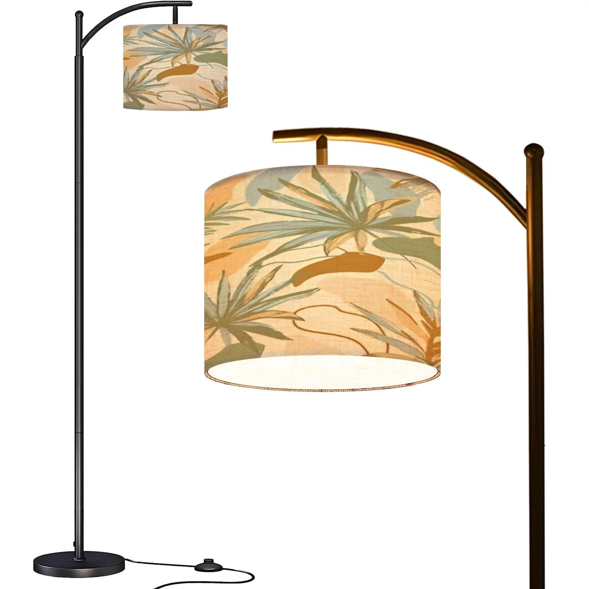 Arc Floor Lamps Grunge tropical leaves sketch drawing abstract foliage ...