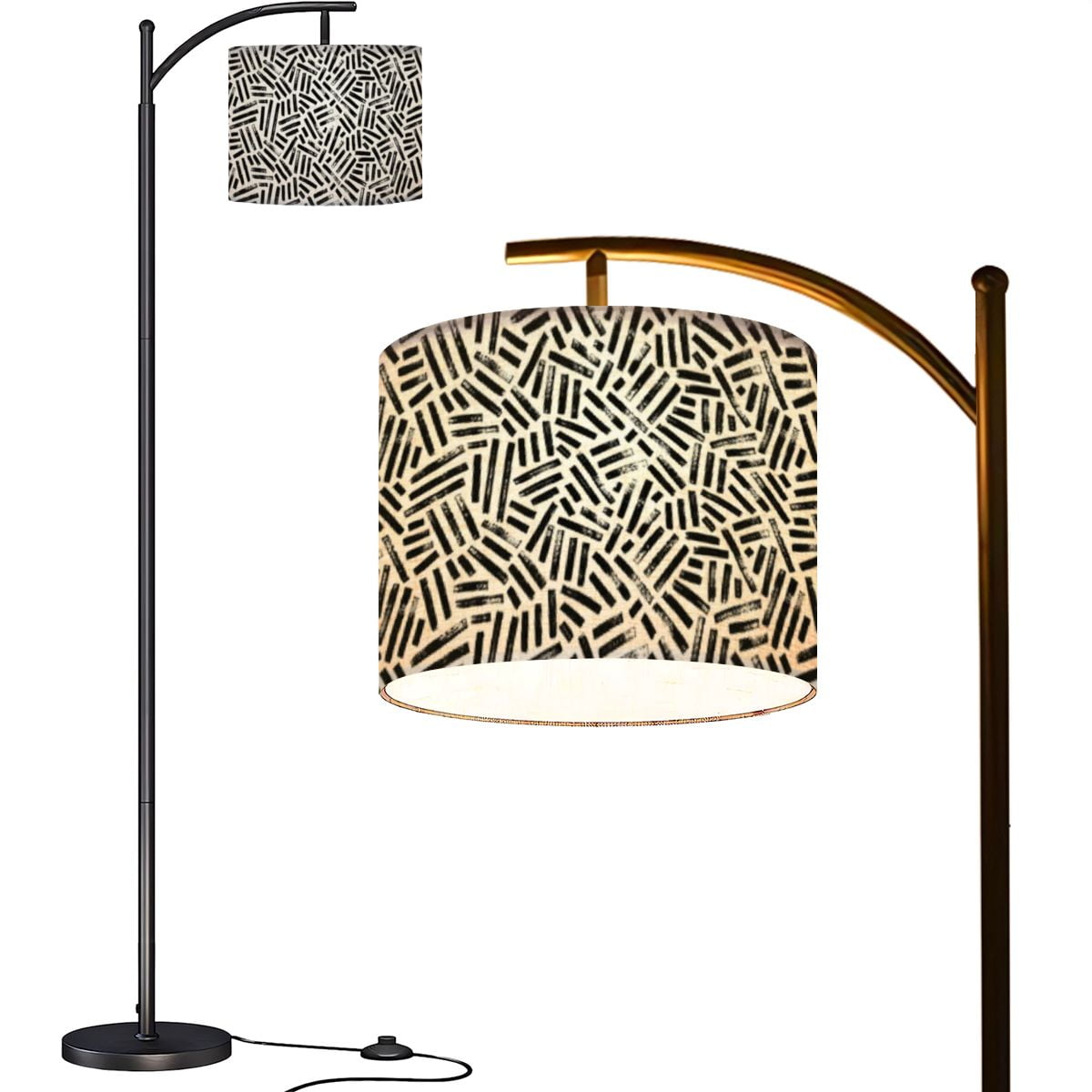 Arc Floor Lamps Grunge weave seamless pattern Black white wicker ...