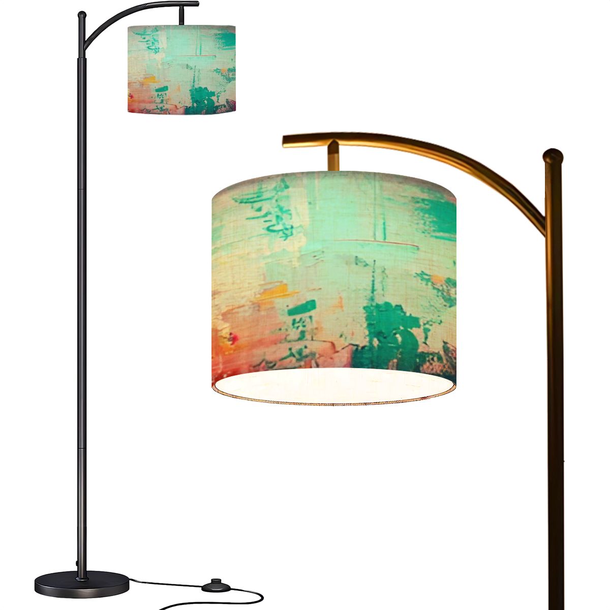 Arc Floor Lamps Hand drawn oil Abstract art Oil canvas Color texture ...