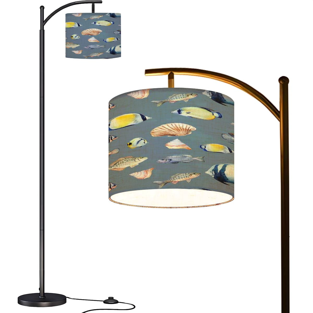 Arc Floor Lamps Hand drawn watercolor natural Corals shells fish Modern ...