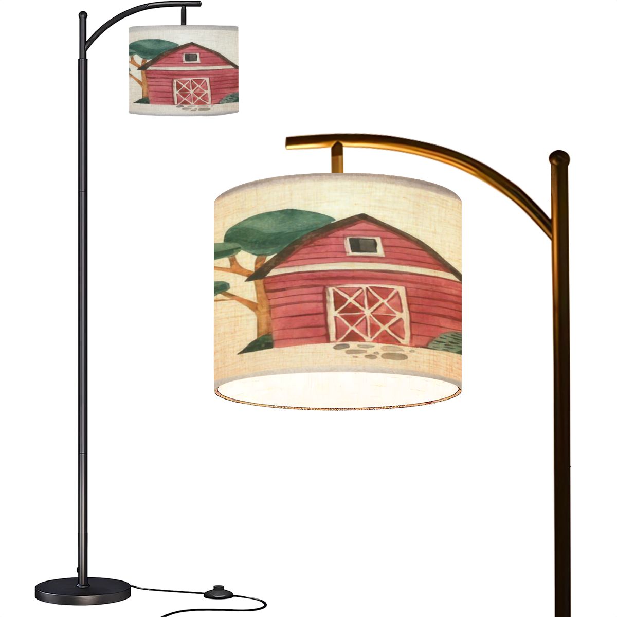 Arc Floor Lamps Hand watercolor drawing wooden tree Object Modern LED ...