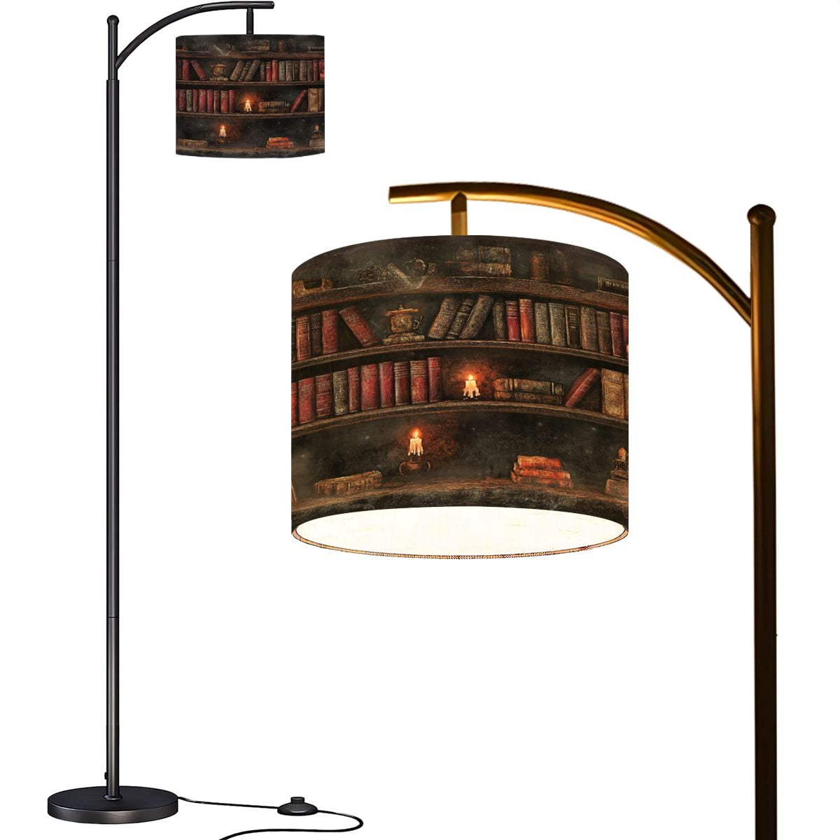 Arc Floor Lamps Haunting Shelf Art Gothic Candlelit Library Modern LED ...