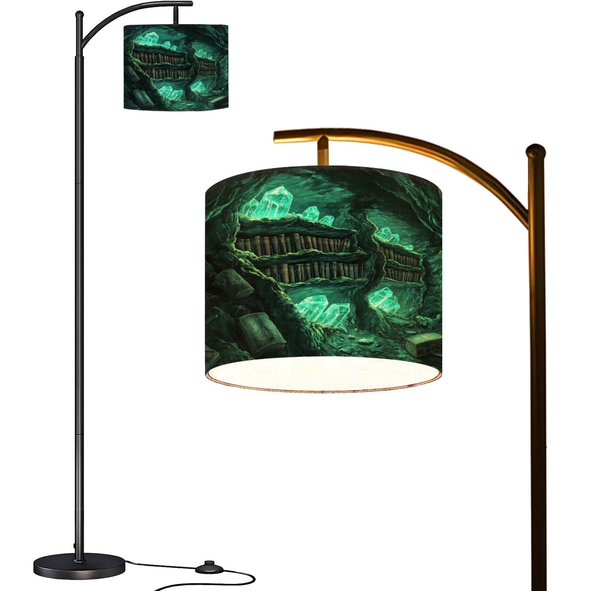 Arc Floor Lamps Hidden Cave Bookshelf Dragon Hide Scrolls Modern LED ...