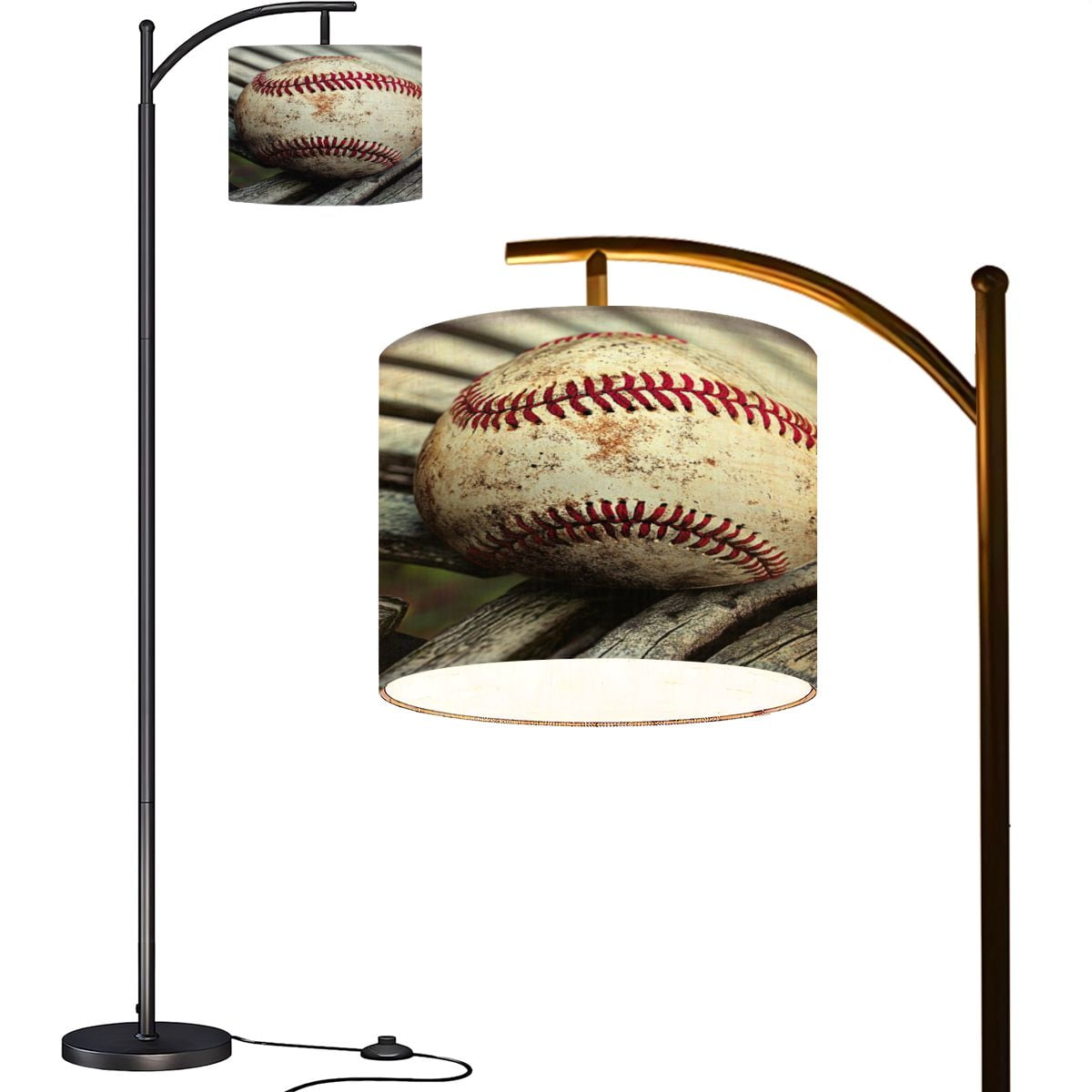 Arc Floor Lamps High Detail Baseball Illustration Frayed Seams Vintage ...