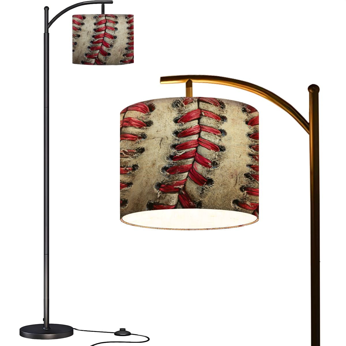 Arc Floor Lamps Highly Worn Baseball Frayed Seams Modern LED Adjustable ...