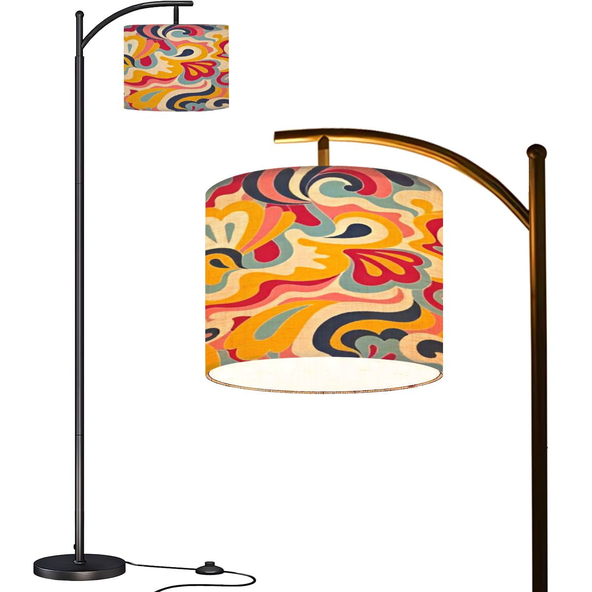 Arc Floor Lamps Hippie psychedelic seamless pattern nostalgic retro 60s ...