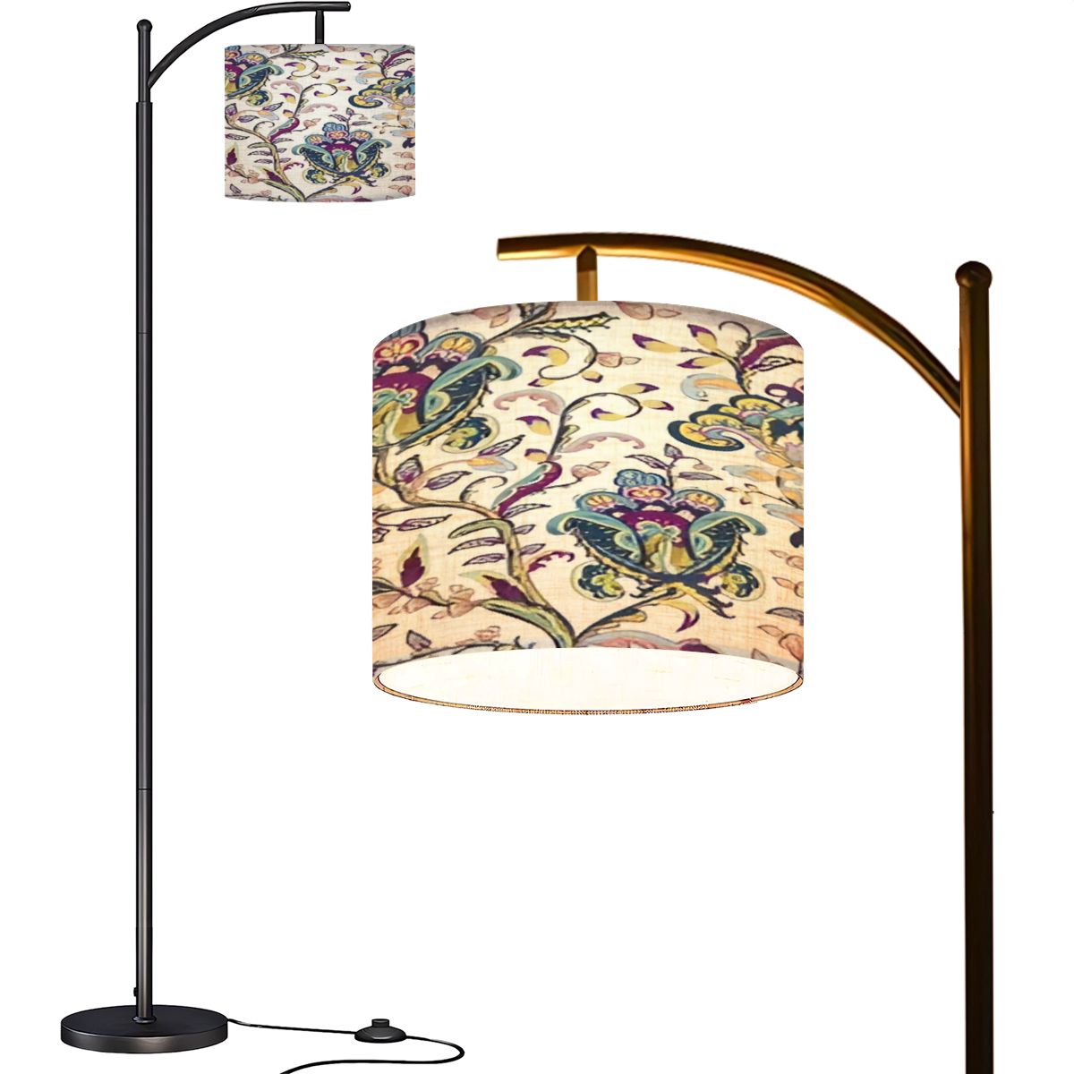 Arc Floor Lamps Jacobean embroidery floral seamless pattern Fantasy ...