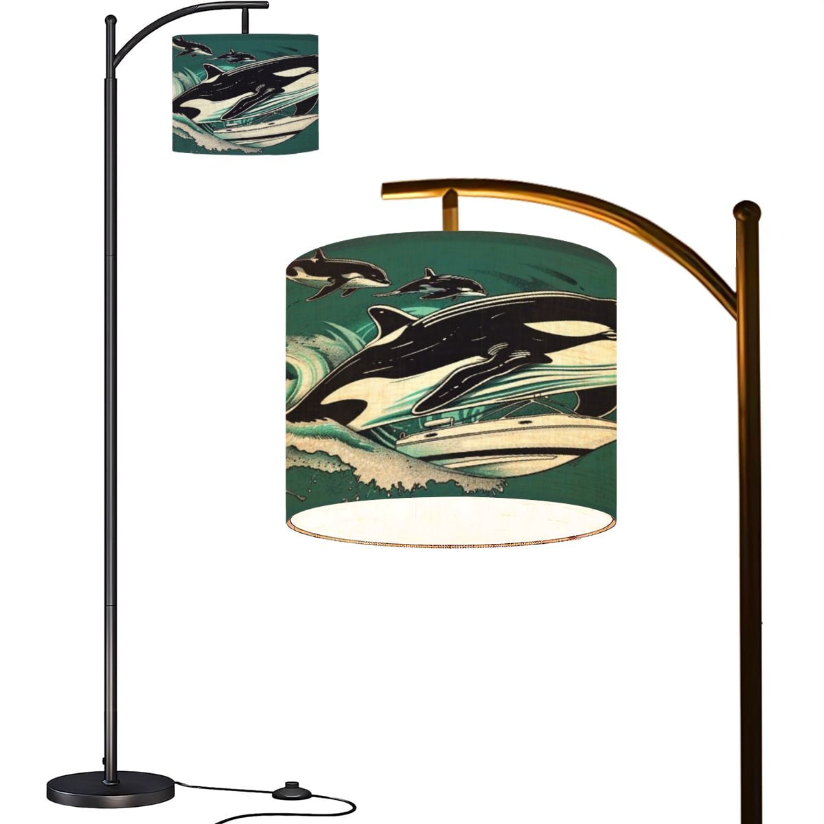 Arc Floor Lamps Killer Whale Spirit Orca Jumping colored Modern LED ...