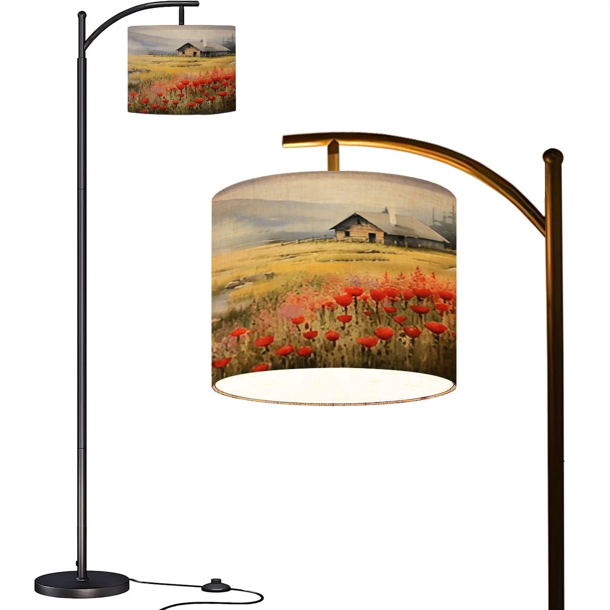 Arc Floor Lamps Landscape watercolor House Spring landscape wooden ...