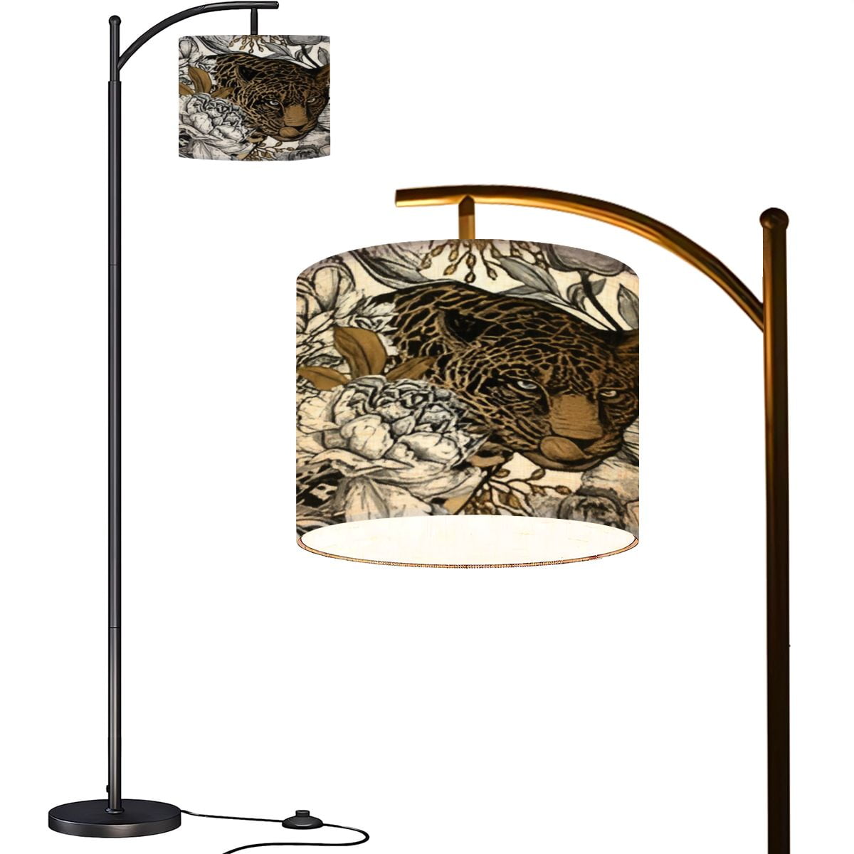 Arc Floor Lamps Leopard peonies Seamless floral pattern animals garden ...