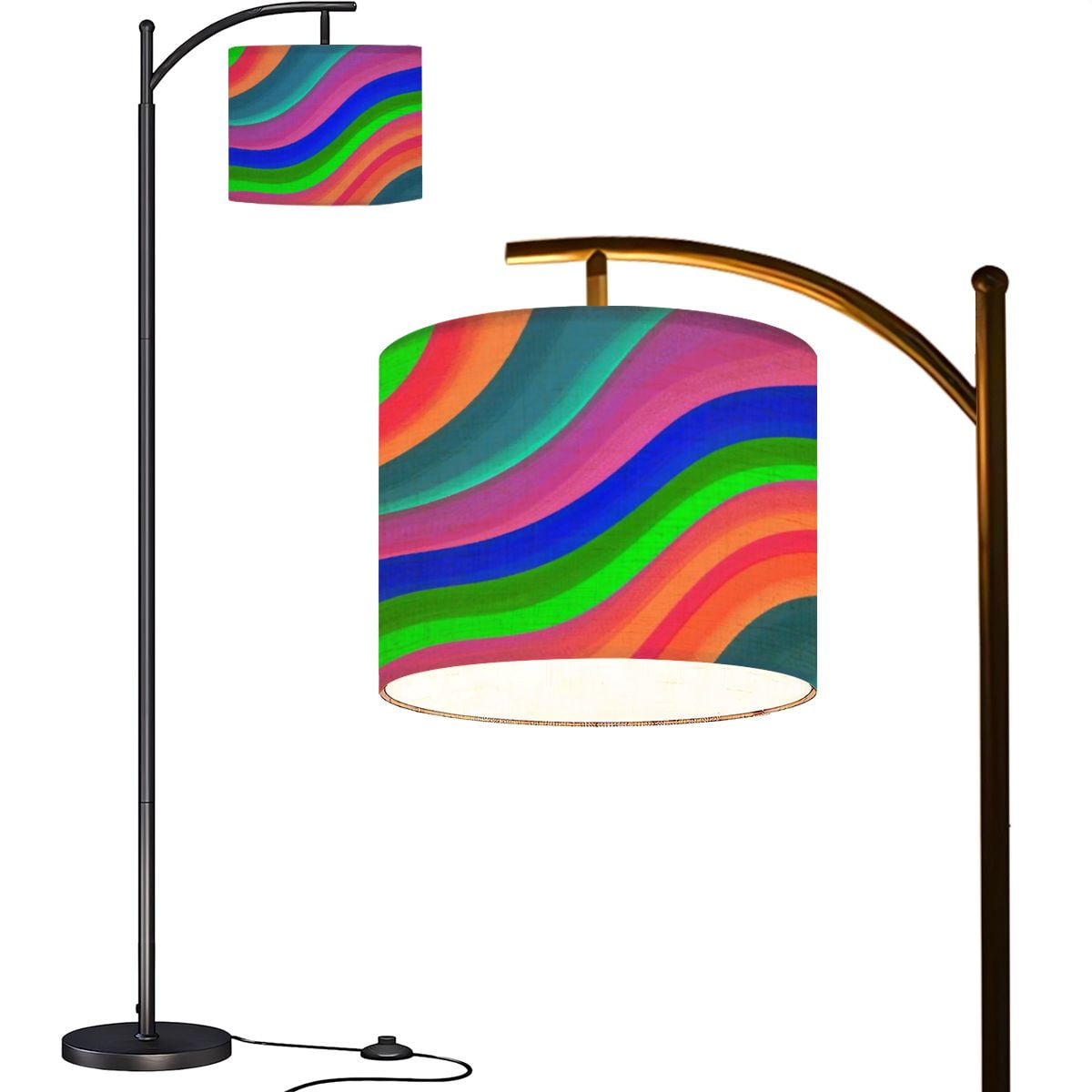 Arc Floor Lamps Loop colorful wavy stripe for Modern LED Adjustable ...