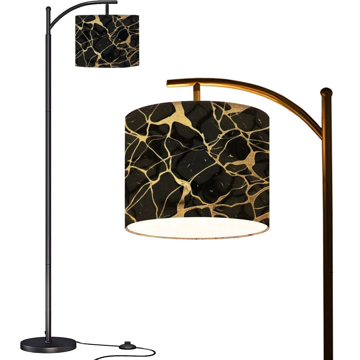 Arc Floor Lamps Luxury Black Gold Marble texture Panoramic Marbling ...