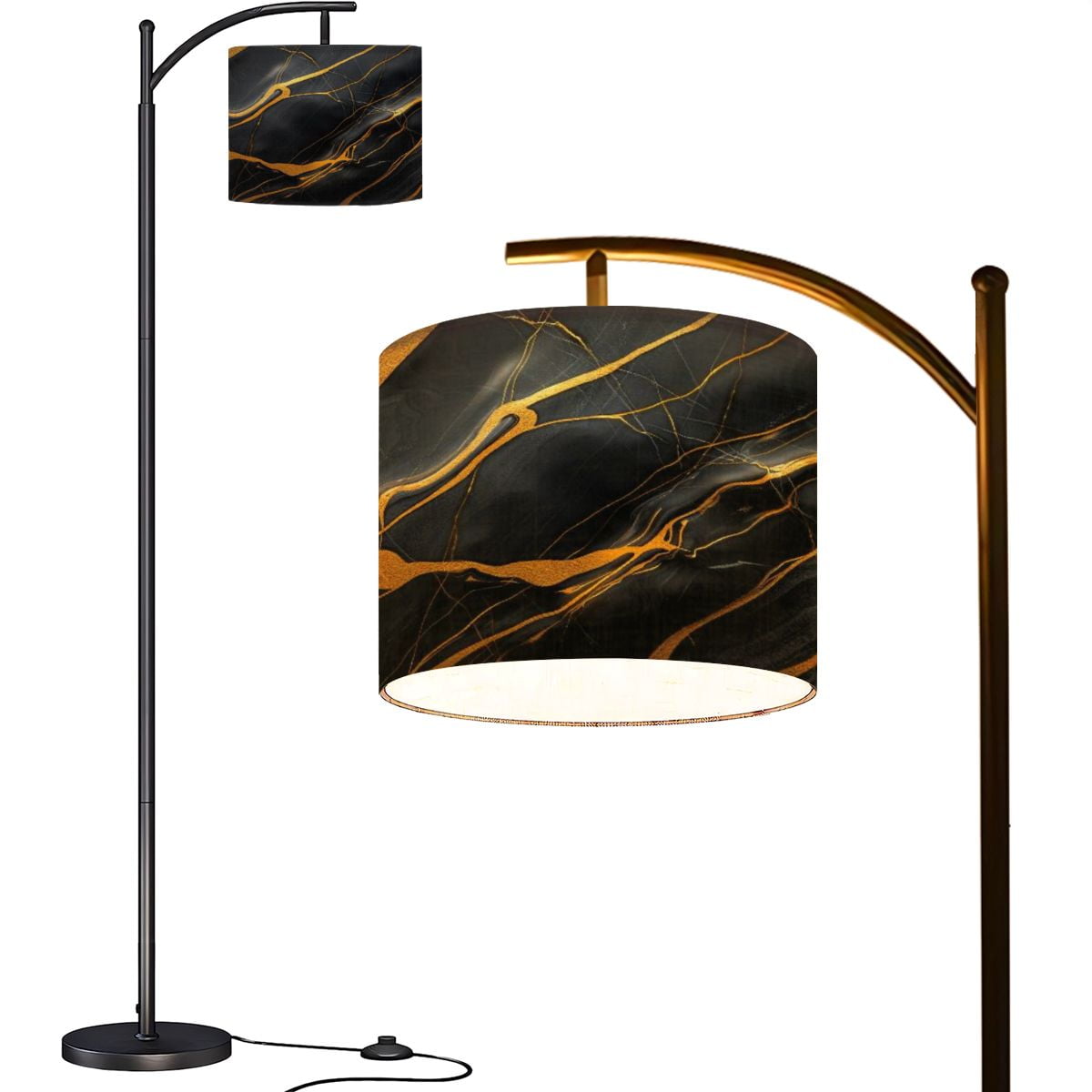 Arc Floor Lamps Luxury Black Gold Marble texture Panoramic Marbling ...