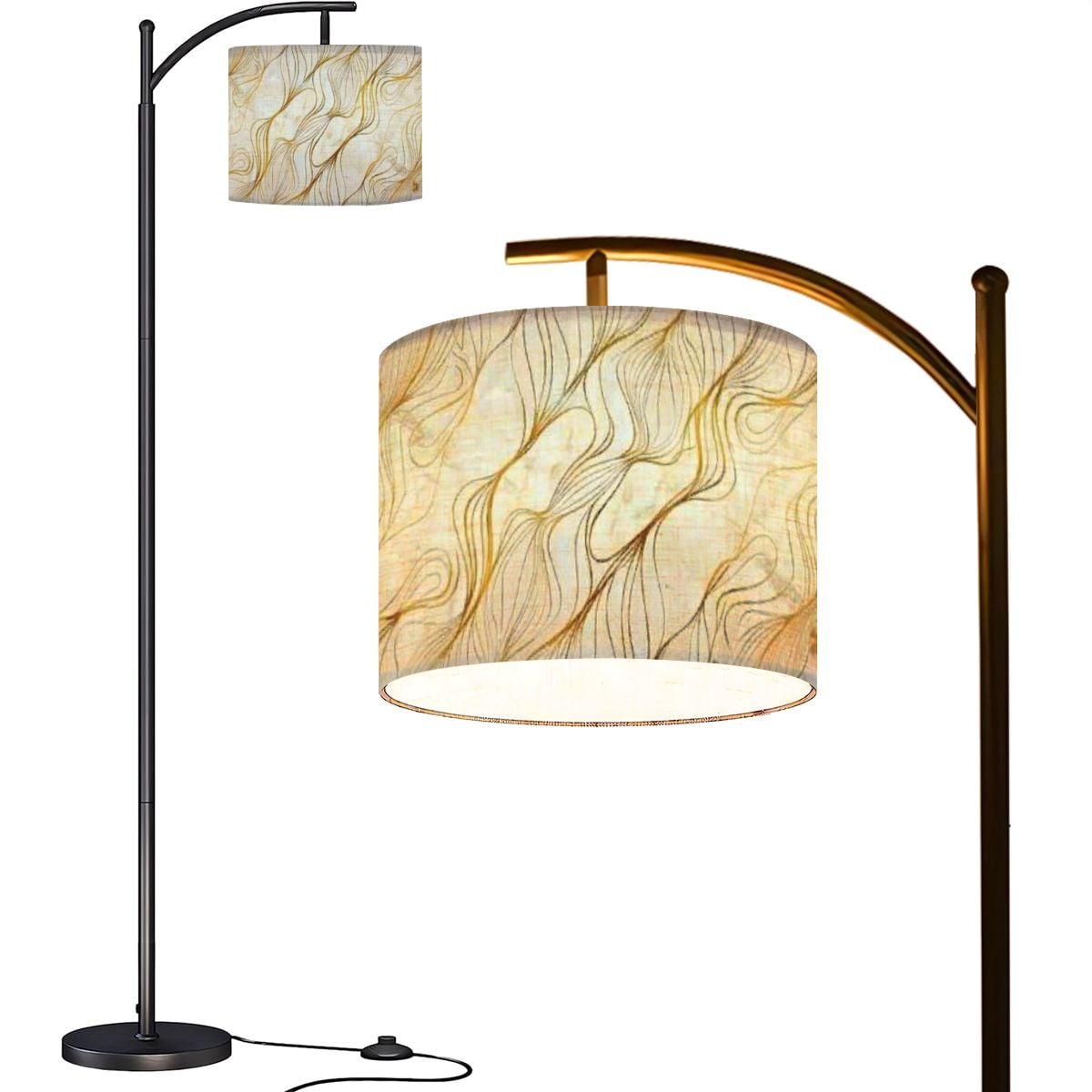 Arc Floor Lamps Luxury Gold marble nature floral pattern Modern LED ...
