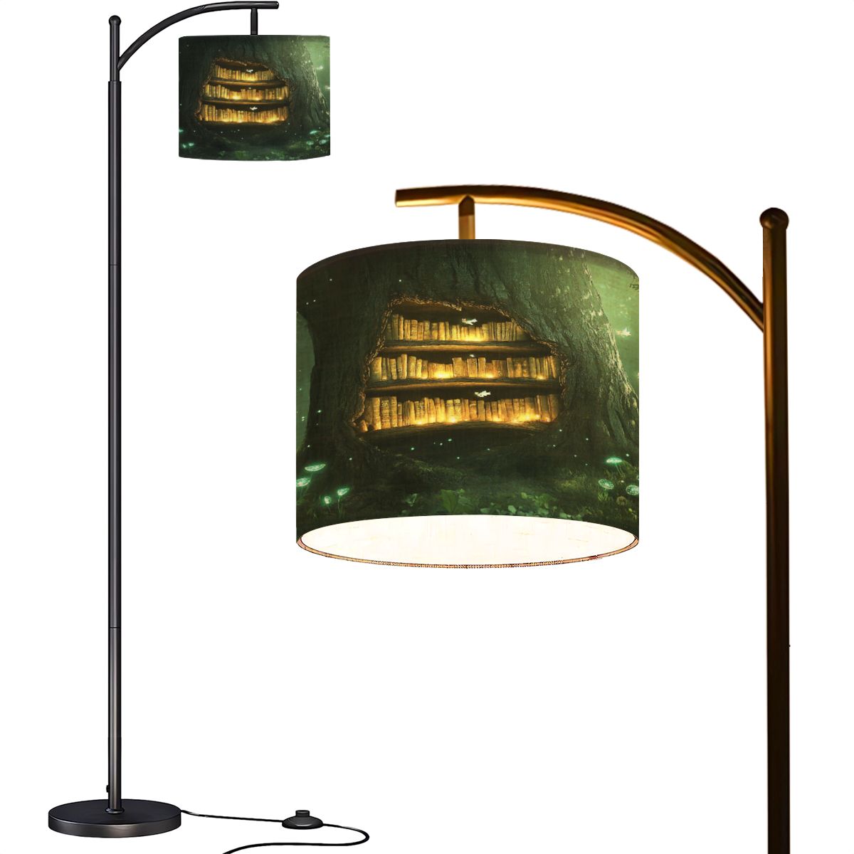 Arc Floor Lamps Magical Bookshelf Ancient Tree Fairies Glowing Flora ...