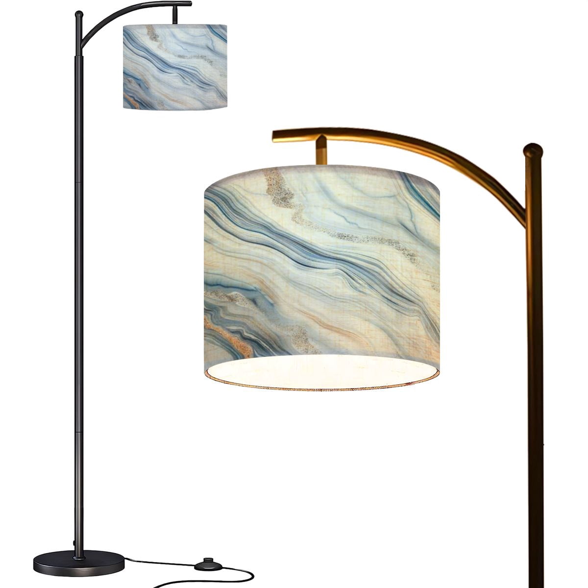 Arc Floor Lamps Marble rock texture blue ink pattern liquid swirl paint ...