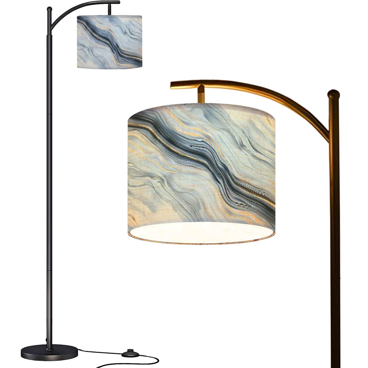 Arc Floor Lamps Marble rock texture blue ink pattern liquid swirl paint ...