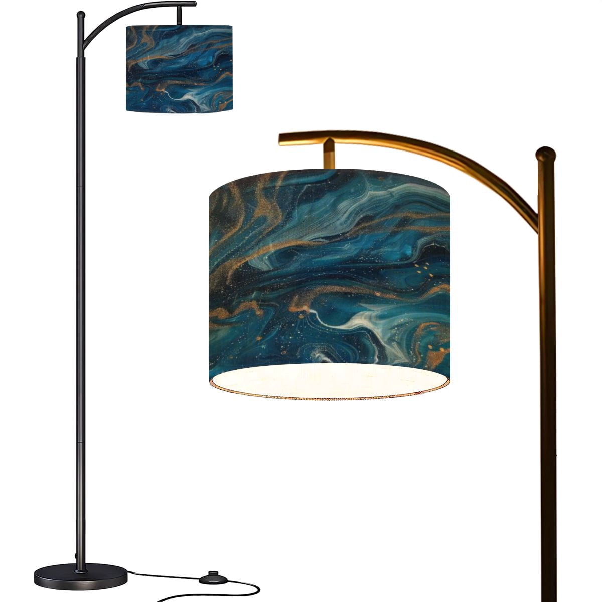 Arc Floor Lamps Marbled blue golden abstract Liquid marble pattern ...