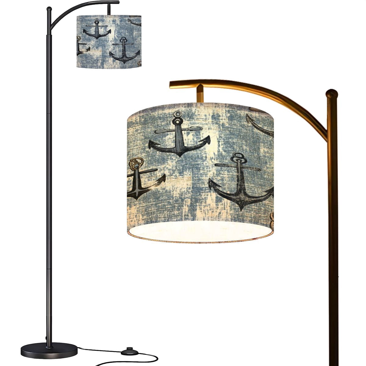 Arc Floor Lamps Marine Denim Anchors Wheels Boats Modern LED Adjustable ...
