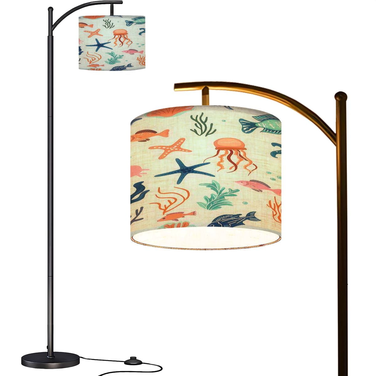 Arc Floor Lamps Marine Life hand drawn flat seamless Underwater animals ...