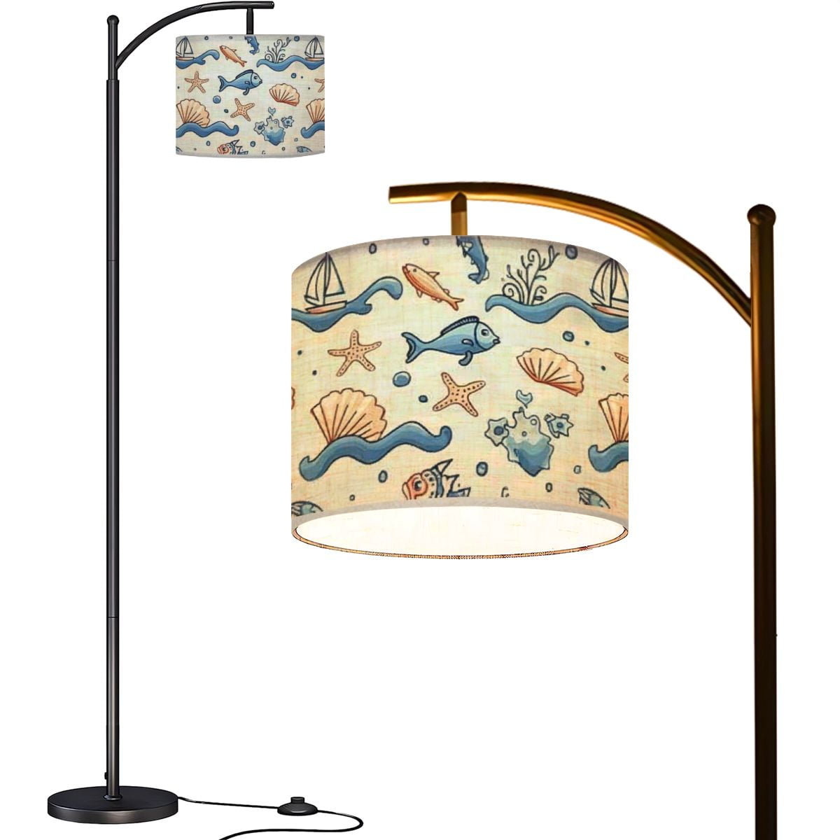 Arc Floor Lamps Marine seamless Underwater world fish shells Modern LED ...