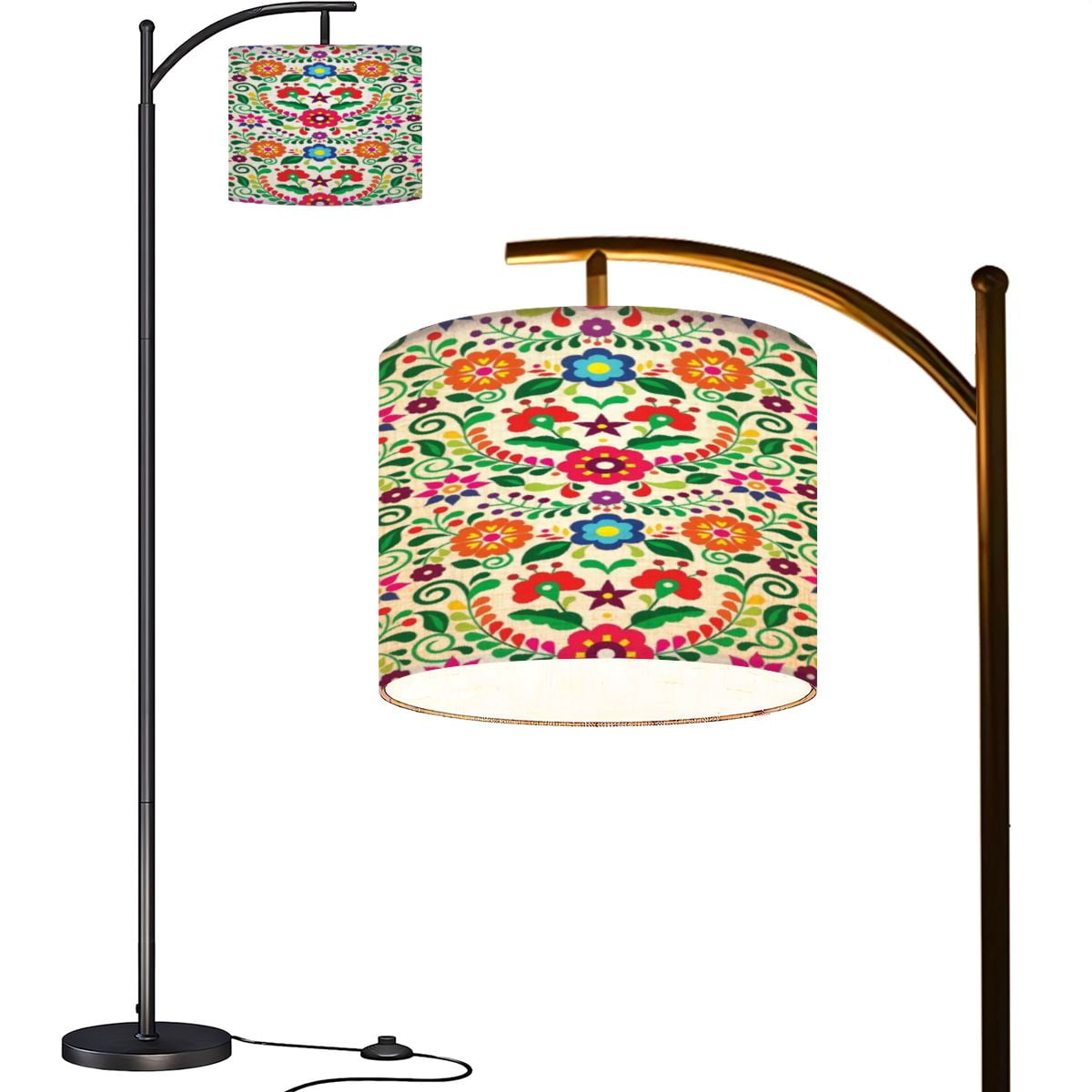 Arc Floor Lamps Mexican folk art seamless pattern flowers textile ...