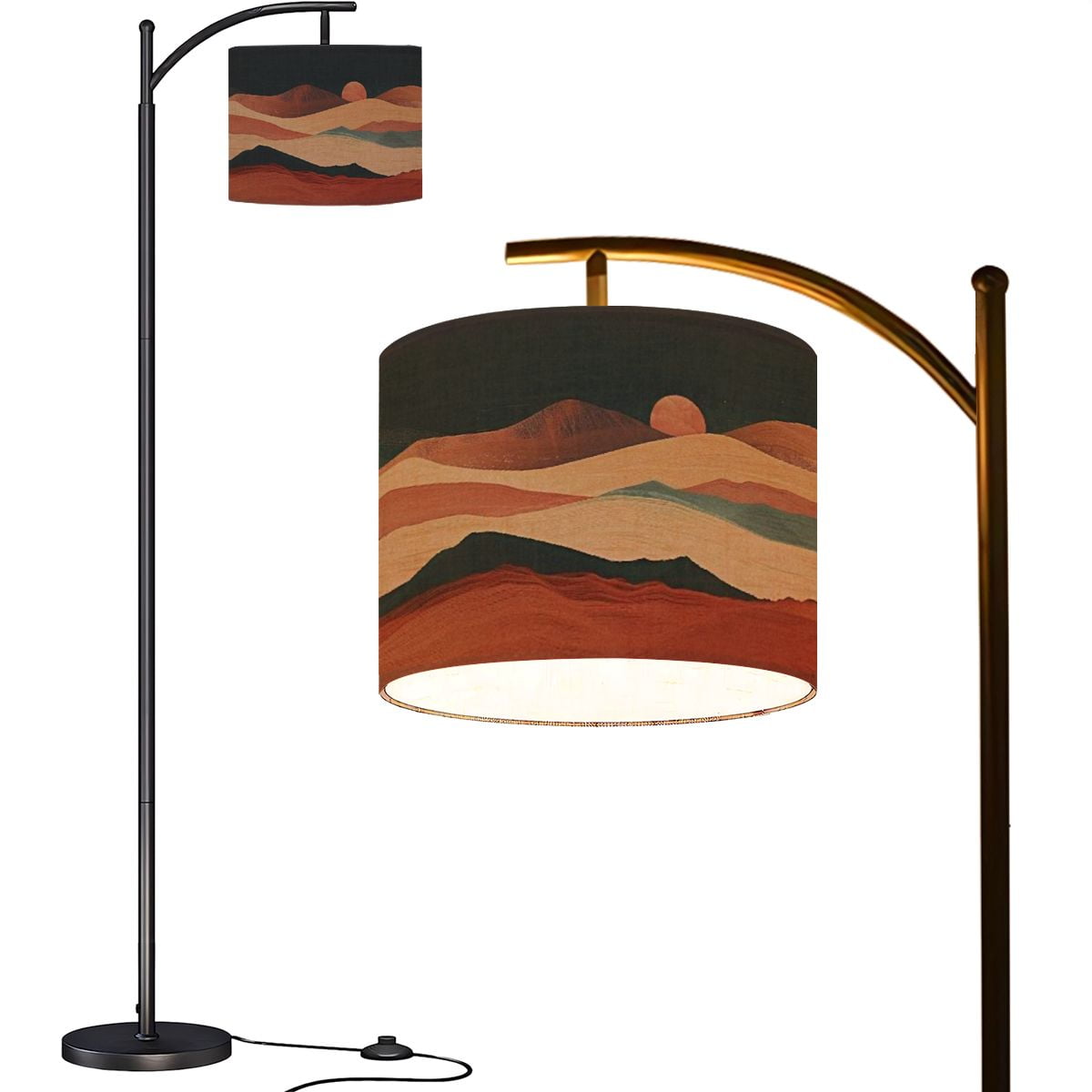 Arc Floor Lamps Mid century modern minimalist art print Abstract ...