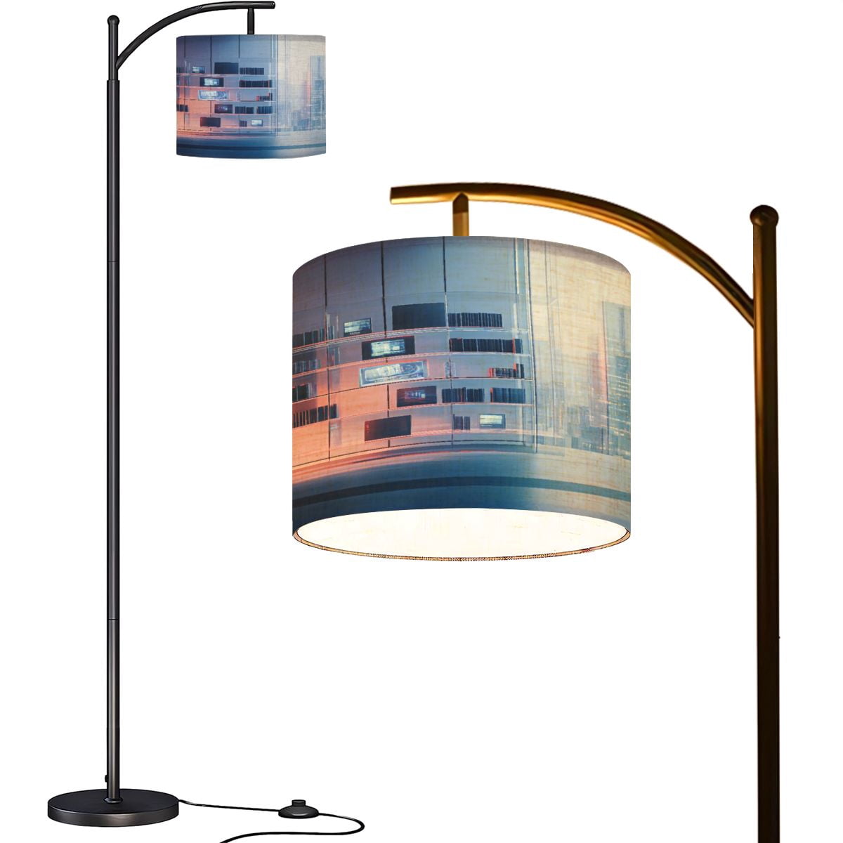 Arc Floor Lamps Minimalist Bookshelf Transparent Glass Modern LED ...