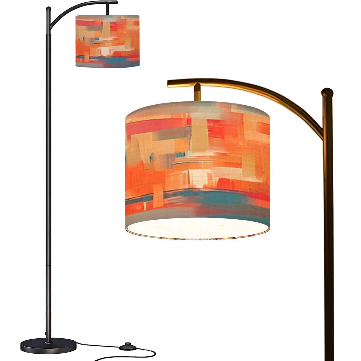 Arc Floor Lamps Modern orange artwork rough paint strokes oil canvas ...